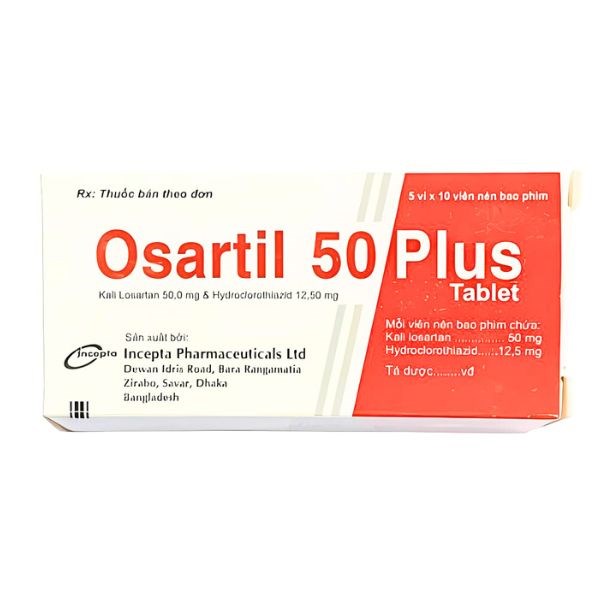 Osartil 50 Plus Tablets chỉ định điều trị tăng huyết áp (5 vỉ x 10 viên ...