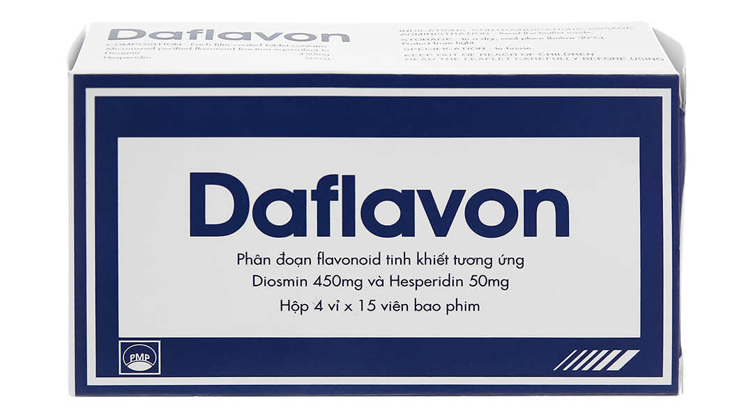 Daflavon 450mg/50mg trị trĩ, suy giãn tĩnh mạch (4 vỉ x 15 viên) 03/ ...