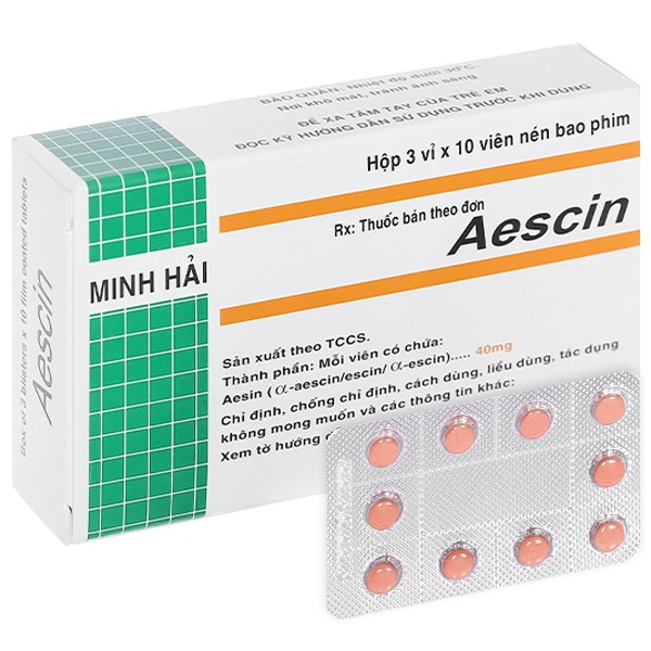 Aescin 20mg trị viêm tĩnh mạch, giãn tĩnh mạch (3 vỉ x 30 viên) - 09/ ...