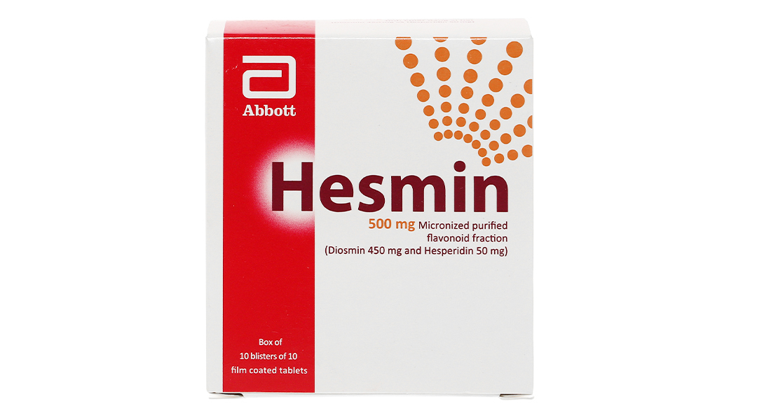Hesmin 500mg trị trĩ, suy tĩnh mạch - mạch bạch huyết (10 vỉ x 10 viên ...
