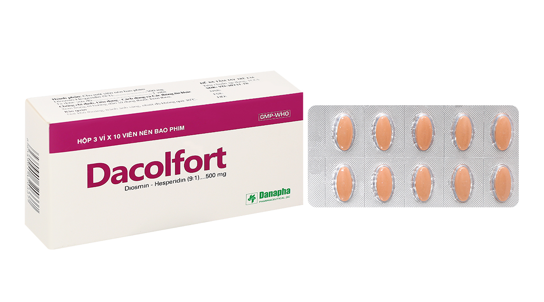 Dacolfort 500mg trị triệu chứng suy tĩnh mạch, mạch bạch huyết (3 vỉ x ...
