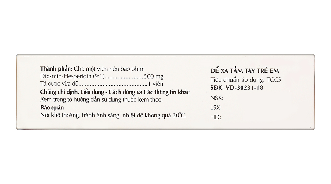 Dacolfort 500mg trị triệu chứng suy tĩnh mạch, mạch bạch huyết (3 vỉ x ...