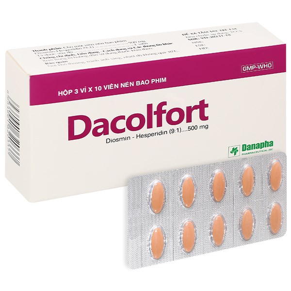 Dacolfort 500mg trị triệu chứng suy tĩnh mạch, mạch bạch huyết (3 vỉ x ...