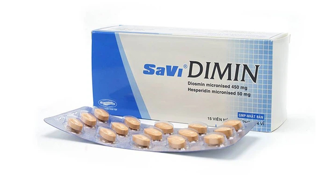Savi dimin 500mg trị trĩ, suy giãn tĩnh mạch (4 vỉ x 15 viên) - 08/2024 ...