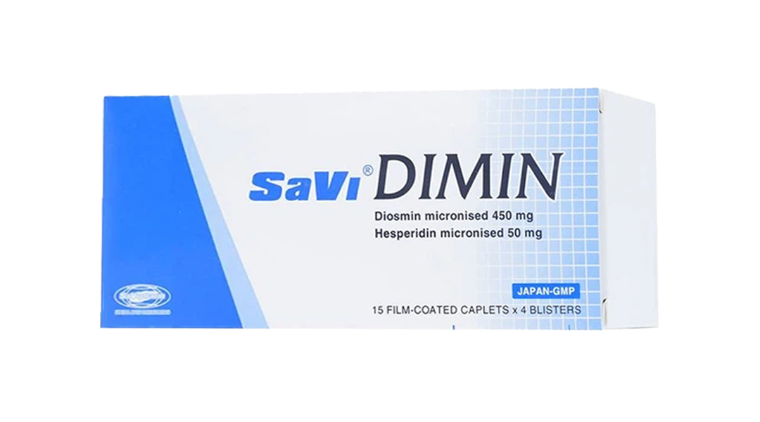 Savi dimin 500mg trị trĩ, suy giãn tĩnh mạch (4 vỉ x 15 viên) - 08/2024 ...