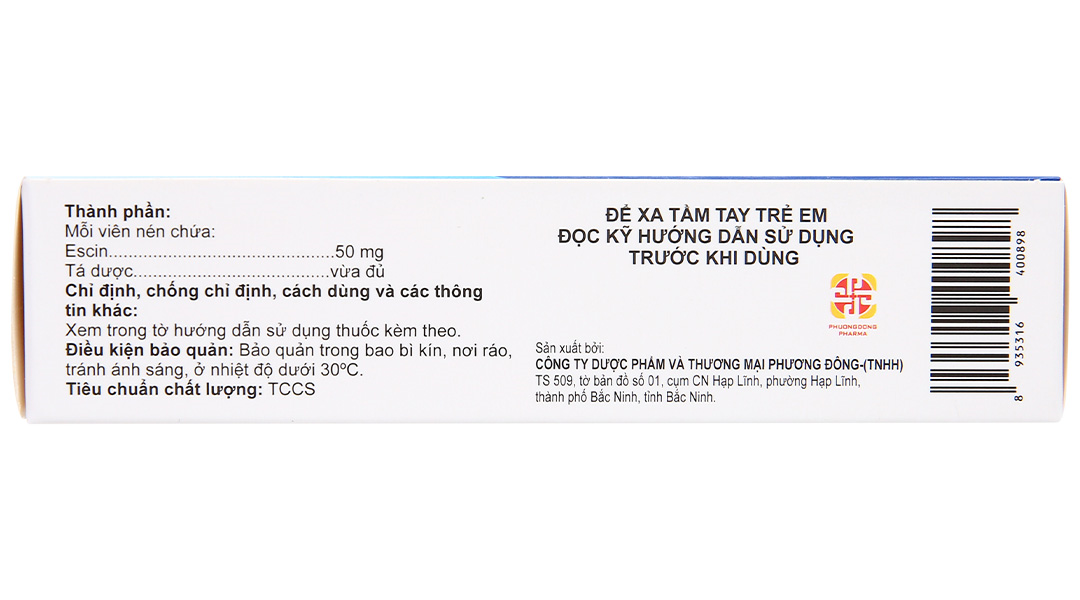 Anbaescin 50mg phòng và điều trị tụ máu, chống viêm, giãn tĩnh mạch (3 ...