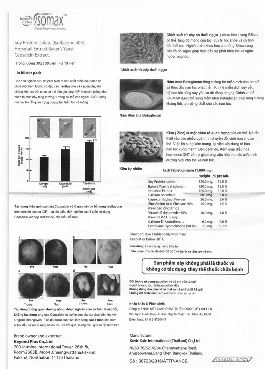 Giảm rụng, kích thích mọc tóc Isomax hộp 30 viên-Nhà thuốc An Khang