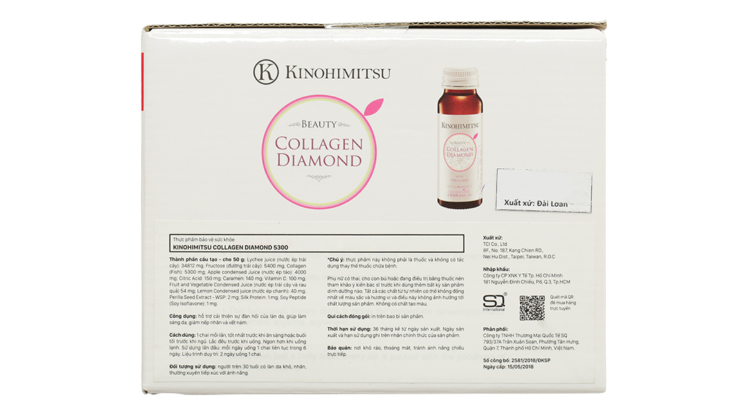 Nước uống Kinohimitsu Collagen Diamond hỗ trợ làm đẹp da hộp 16 chai x ...