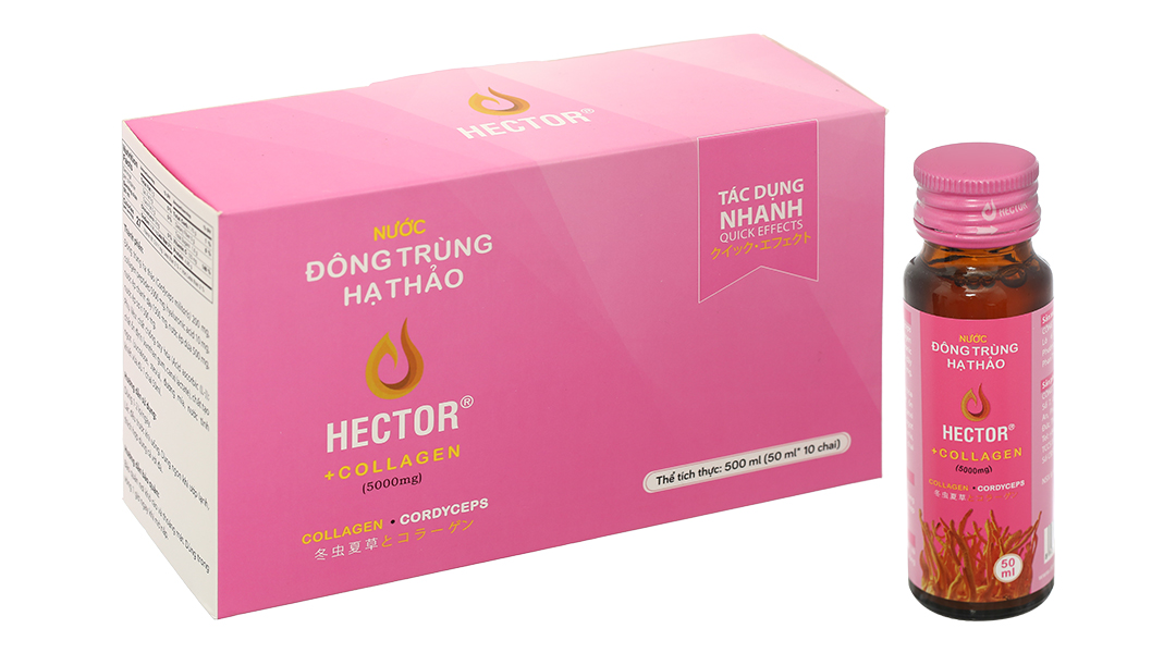 Nước uống đông trùng hạ thảo Hector + Collagen hạn chế lão hóa hộp 10 ...