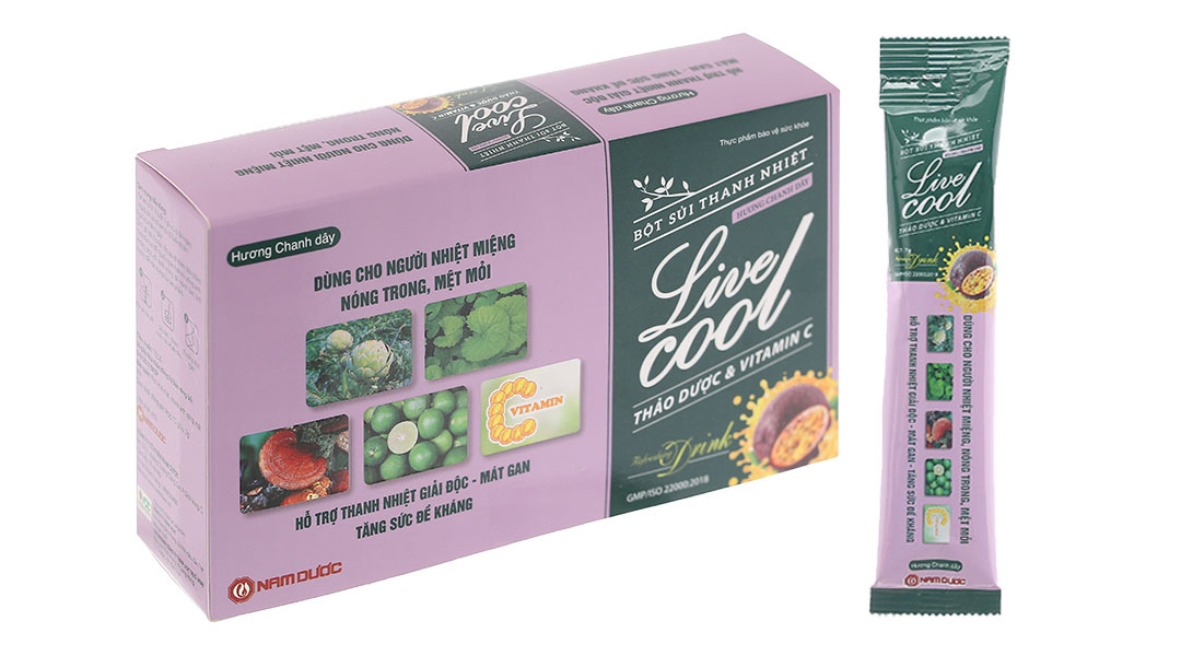 Bột sủi Live Cool Hương Chanh Dây hỗ trợ thanh nhiệt, mát gan hộp 10 ...