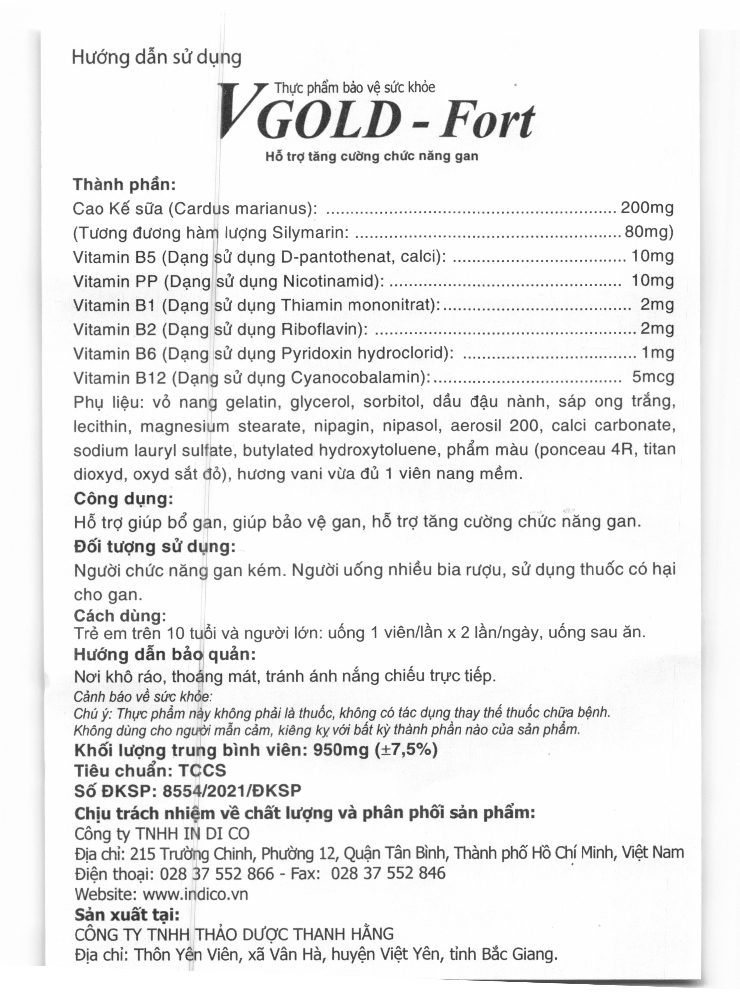 Vgold - Fort giúp tăng cường chức năng gan hộp 60 viên 03/2023 ...
