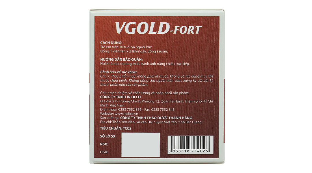 Vgold - Fort giúp tăng cường chức năng gan hộp 60 viên - 08/2024 ...