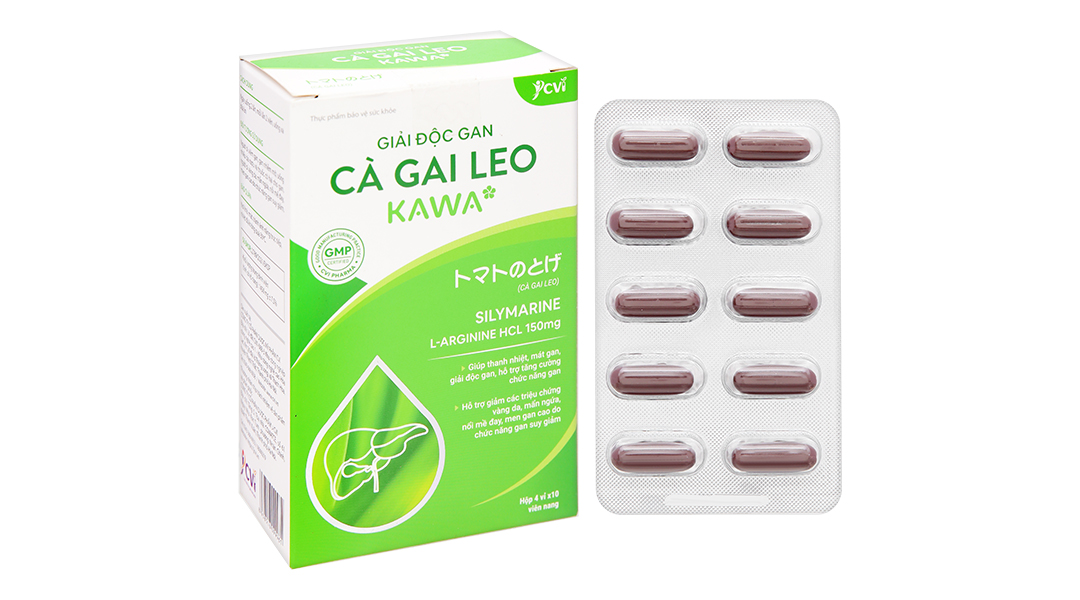 Giải Độc Gan Cà Gai Leo Kawa tăng cường chức năng gan hộp 40 viên - 08/2024 | nhathuocankhang.com