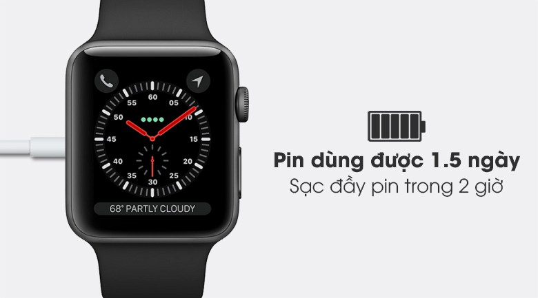 Apple Watch S3 LTE 38mm viền nhôm dây cao su - Giá rẻ, có mua trả chậm