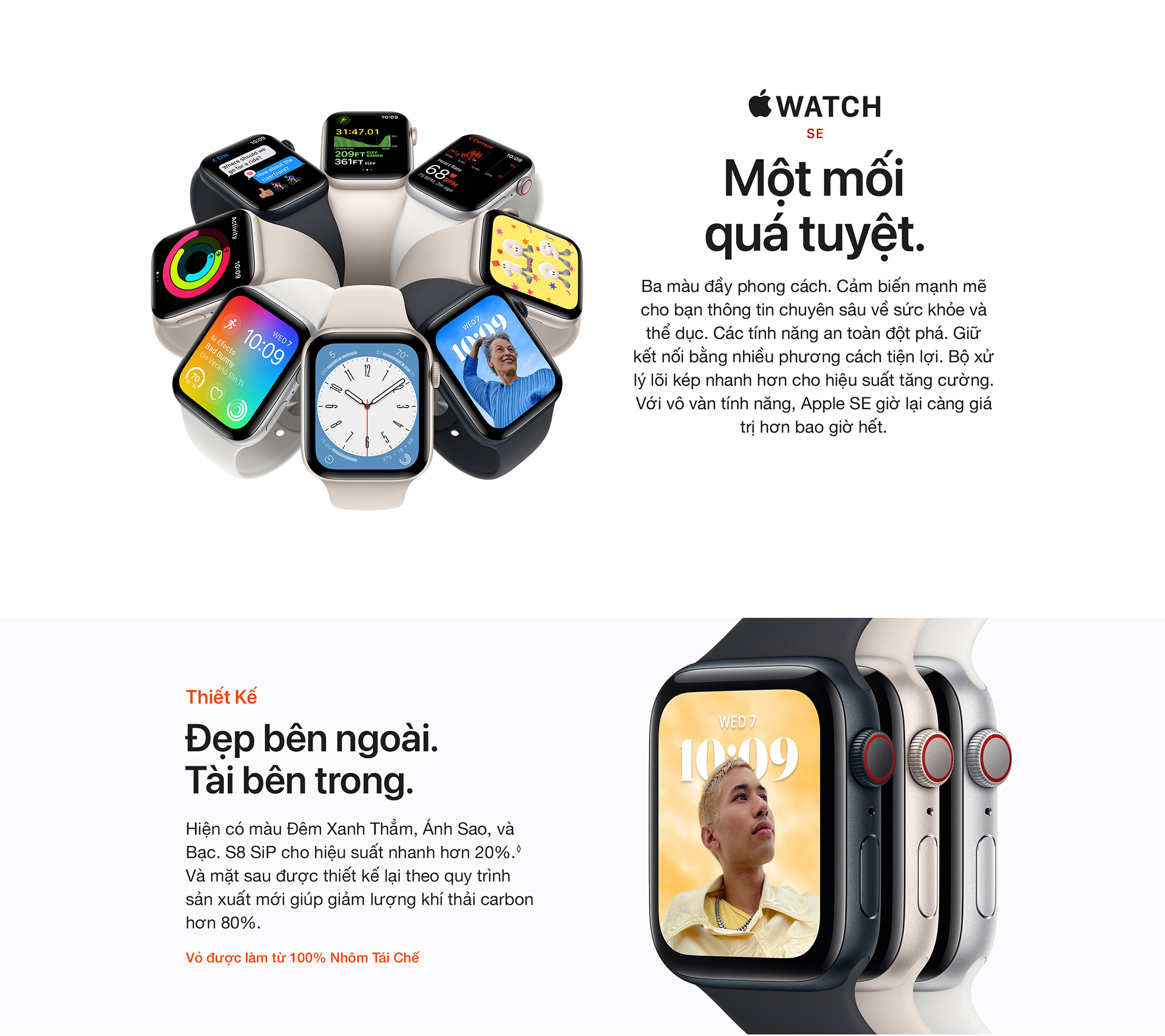 Apple Watch SE 2022 LTE 44mm viền nhôm dây silicone giá tốt