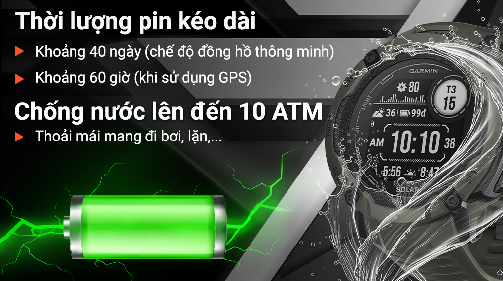 Đồng hồ thông minh Garmin Instinct 2x Solar chính hãng siêu bền