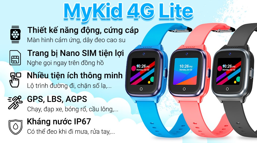 Đồng hồ định vị trẻ em MyKid 4G Lite - giá rẻ, trả góp