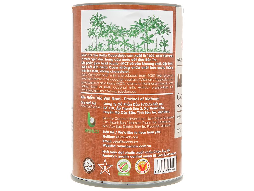 Nước cốt dừa tươi Delta Coco 400ml giá tốt tại Bách hoá XANH