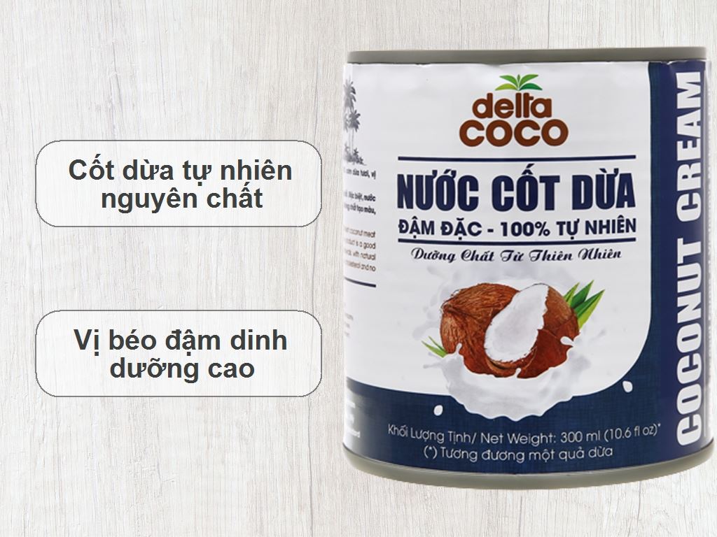 Cốt dừa đậm đặc Delta Coco 300ml giá tốt tại Bách hoá XANH
