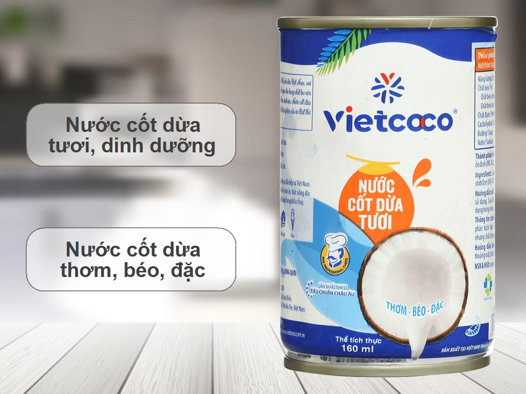 Nước cốt dừa tươi Vietcoco lon 160ml tại Bách hóa XANH