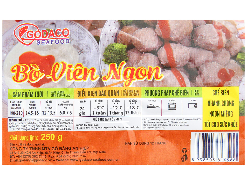 Bò viên ngon Godaco gói 250g giá tốt tại Bách hóa XANH