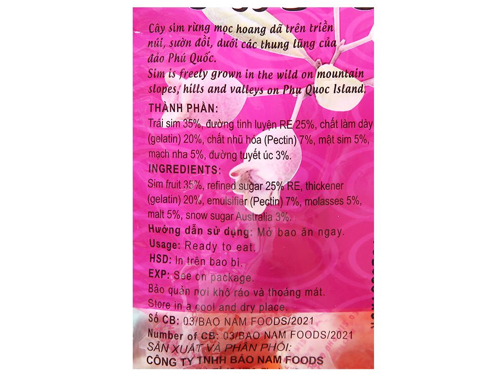 Kẹo sim Bảo Nam gói 110g giá tốt tại Bách hóa XANH.