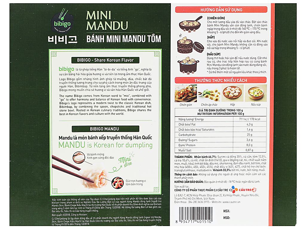 Bánh mandu tôm mini Bibigo 315g giá tốt tại Bách hoá XANH