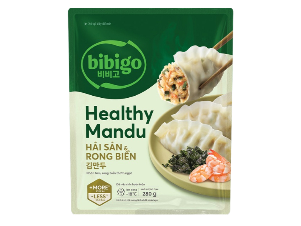 Bánh healthy mandu hải sản rong biển Bibigo gói 280g