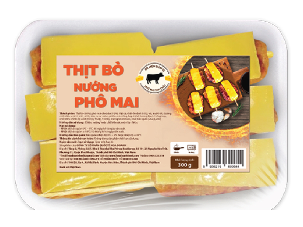 Thịt bò nướng phô mai Hoa Doanh khay 300g