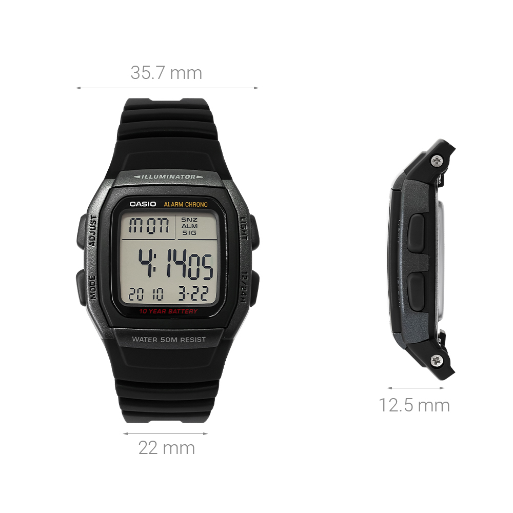 Đồng hồ CASIO 35.7 mm Nam W-96H-1BVDF giá rẻ, chính hãng