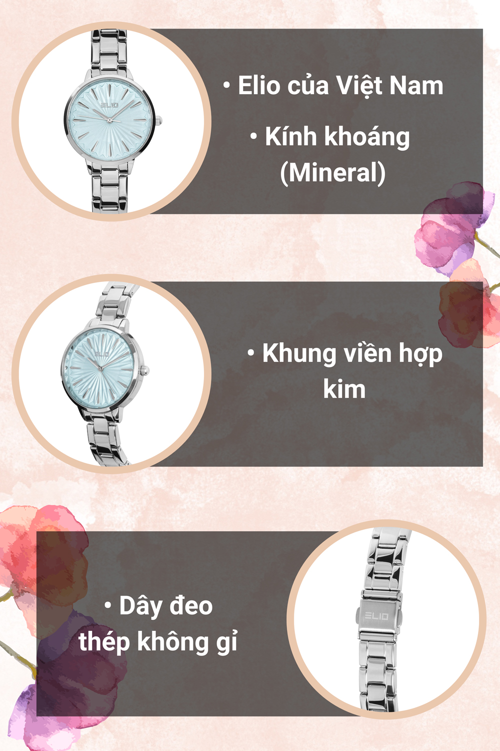 Đồng hồ Elio 32 mm Nữ ES131-01 mẫu mới, chính hãng