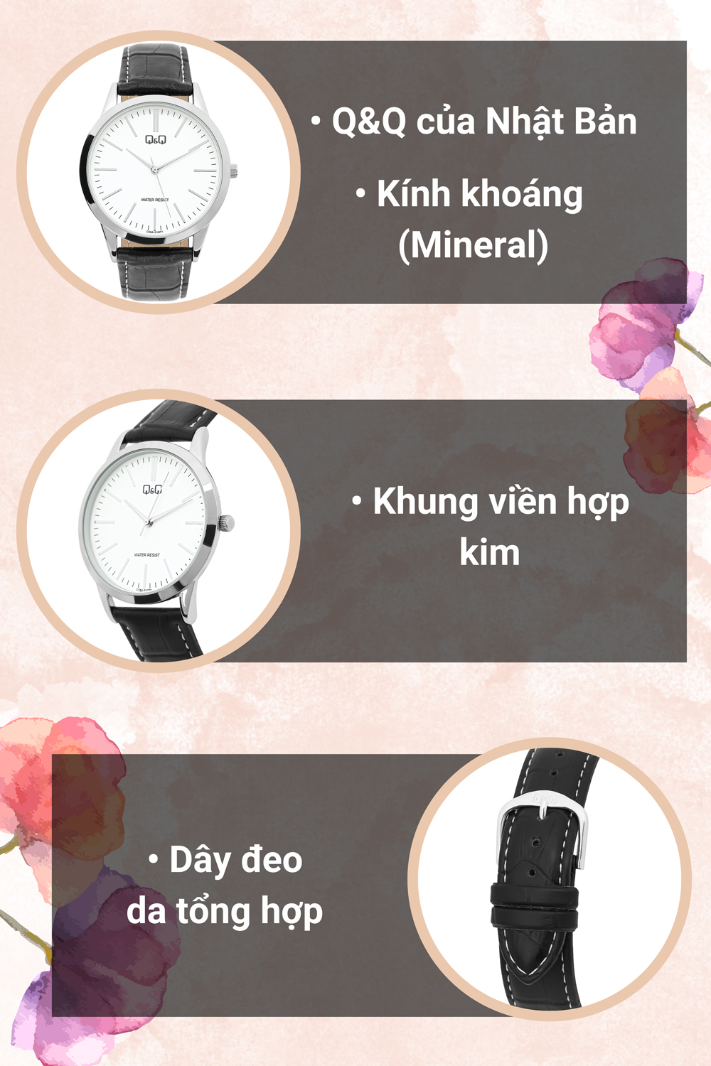 Đồng hồ Q&Q 40 mm Nam C08A-010PY giá rẻ, chính hãng