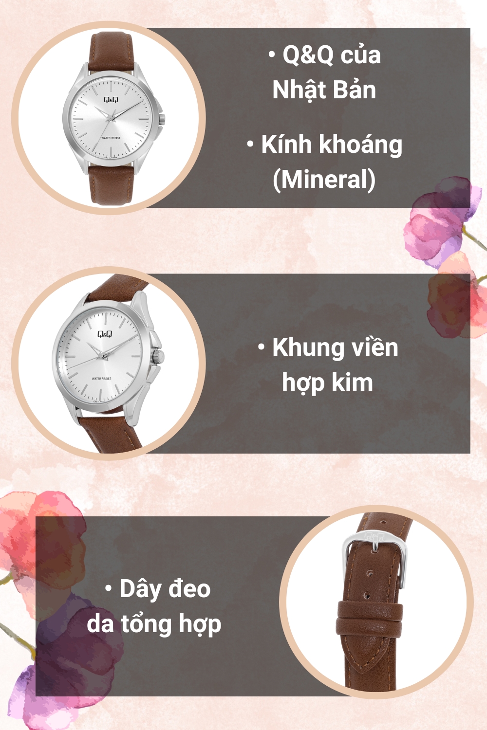 Đồng hồ Q&Q 38 mm Nữ C04A-021PY chính hãng, giá rẻ