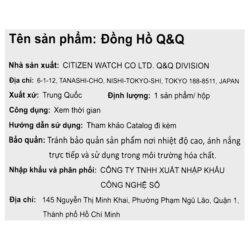 Đồng hồ Q&Q F06A-001PY chính hãng, giá rẻ, mẫu mã đẹp