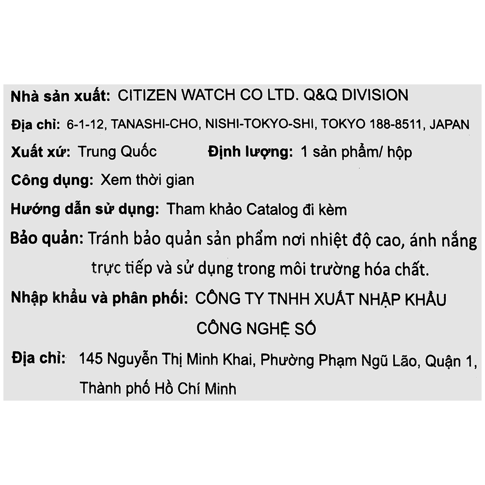 Đồng hồ Q&Q C00A-008PY chính hãng, giá rẻ, mẫu mã đẹp