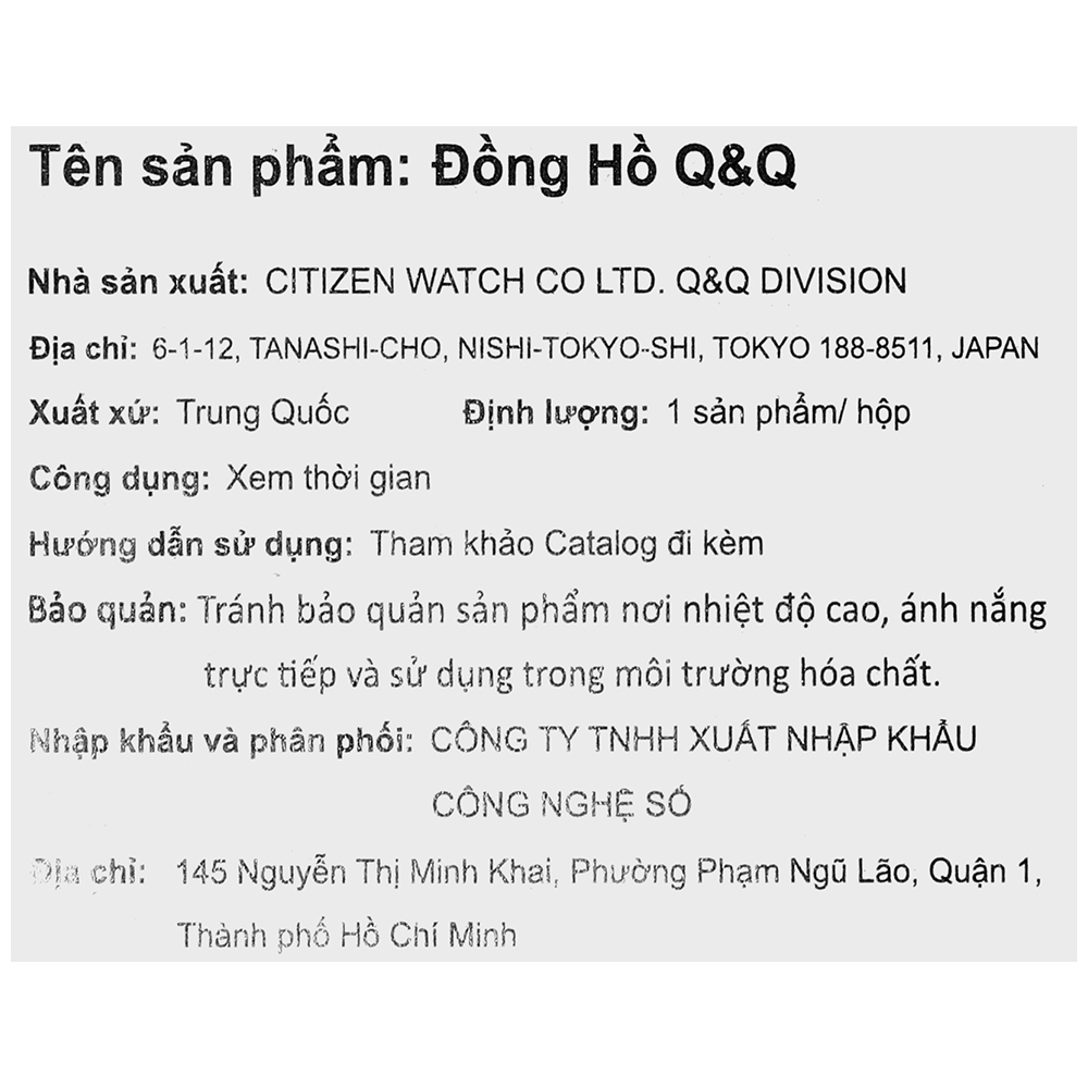 Đồng hồ Q&Q C07A-006PY chính hãng, giá rẻ, mẫu mã đẹp