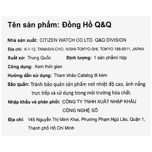 Đồng hồ Q&Q Q06A-001PY chính hãng, giá rẻ, mẫu mã đẹp