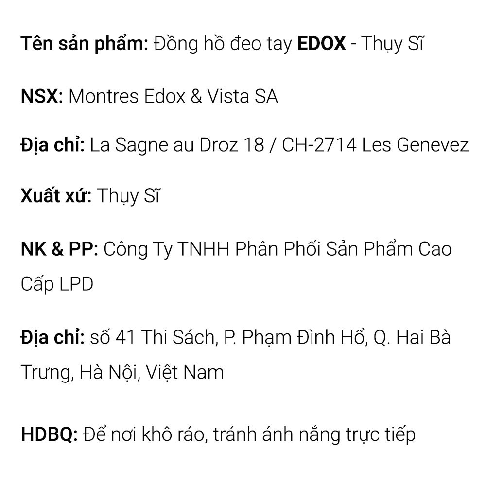Đồng hồ Edox 53020-3M-BUDDR Nữ 38 mm giảm ngay 10%