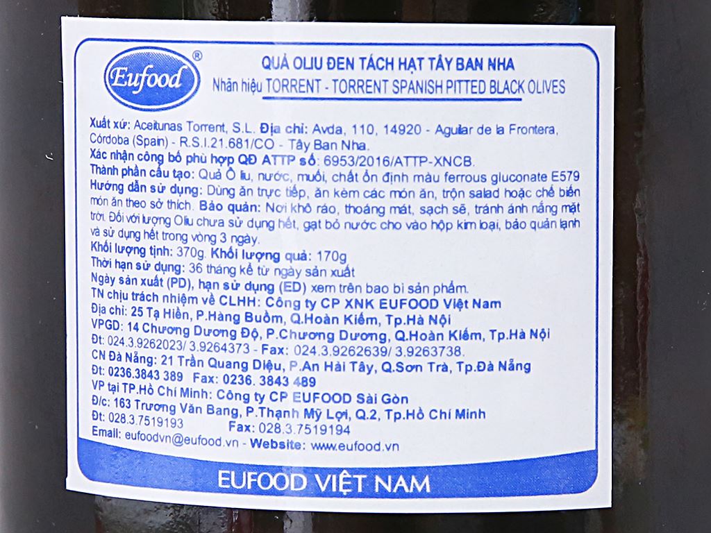 Oliu đen tách hạt Torrent hũ 370g giá tốt tại Bách hoá XANH