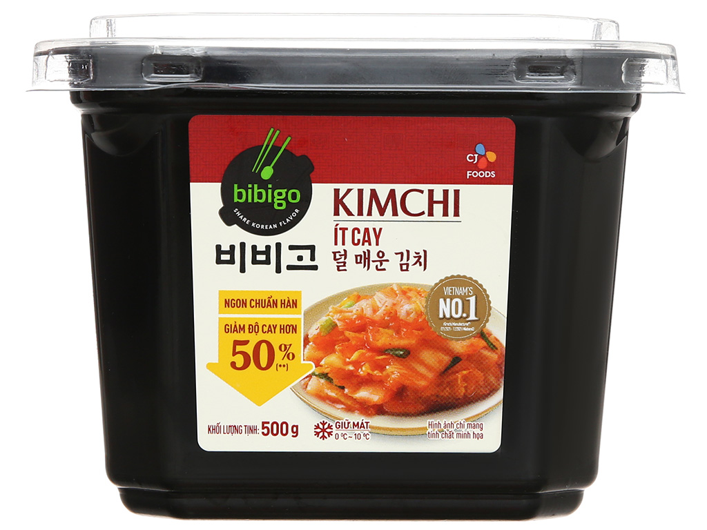 Kim chi cải thảo cắt lát ít cay Bibigo hộp 500g