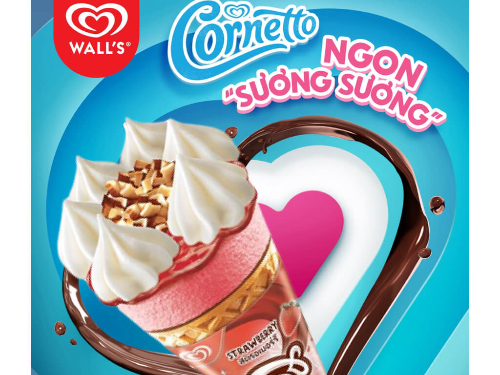 Kem cây Cornetto dâu hạnh nhân 88g giá tốt tại Bách hoá XANH