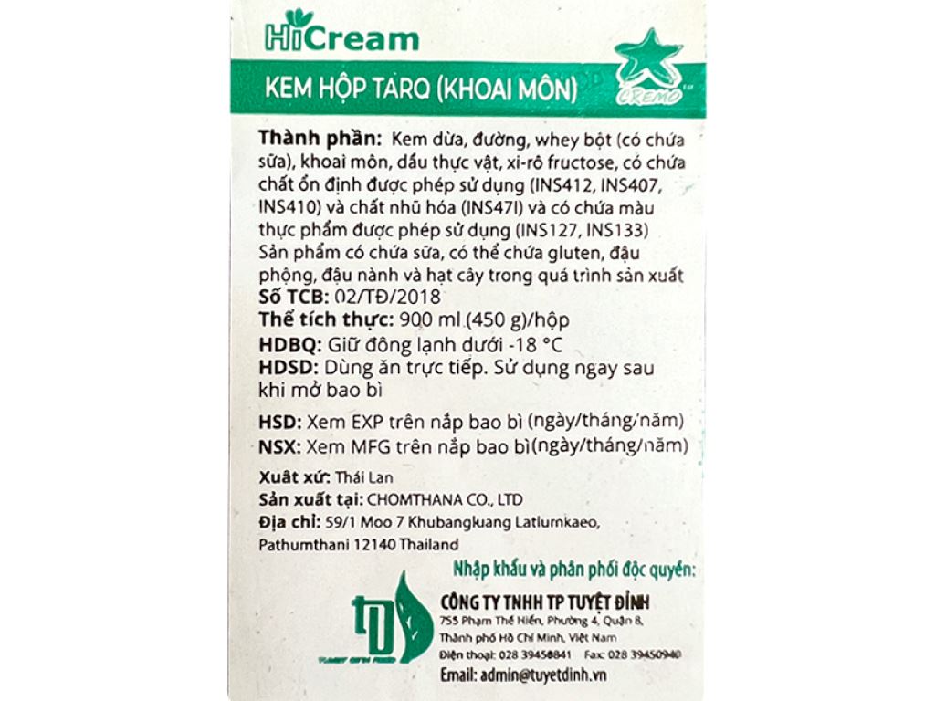 Kem yam taro Cremo hộp 450g giá tốt tại Bách hoá XANH