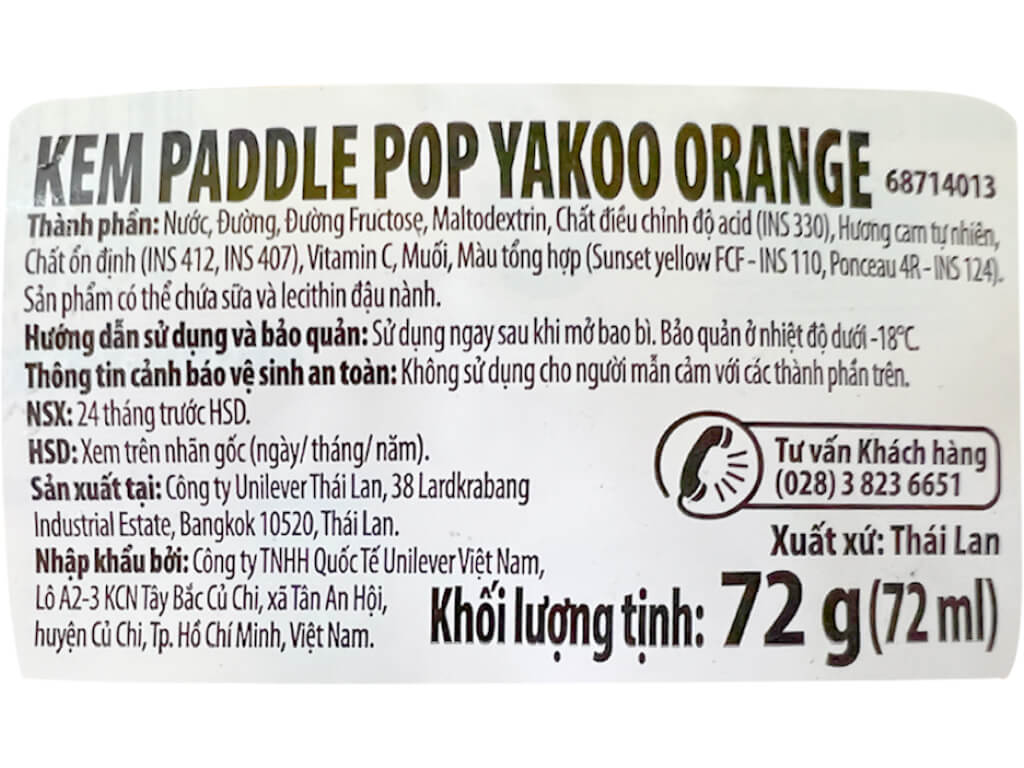 Kem que Paddle Pop vị cam cây 72g giá tốt tại Bách hoá XANH