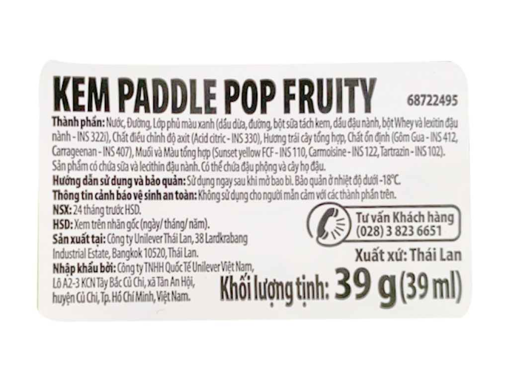 Kem que Paddle Pop trái cây 39g giá tốt tại Bách hoá XANH