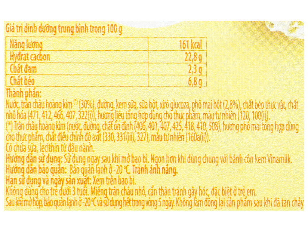 Kem trân châu hoàng kim phô mai Vinamilk 275g -Bách hoá XANH