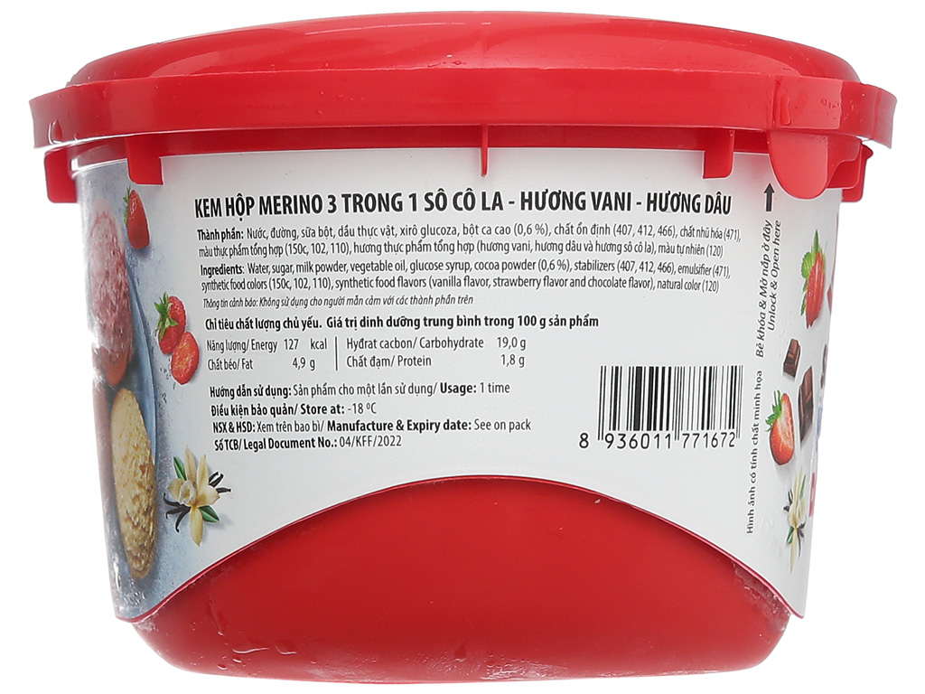 Kem socola vani dâu Merino hộp 465g tại Bách hoá XANH