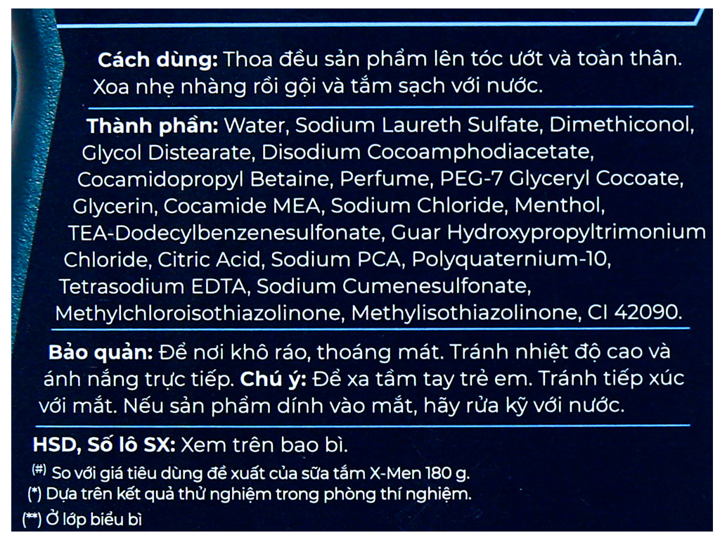 Tắm gội 2 in 1 X-men Water sạch sâu 750g tại Bách hóa XANH