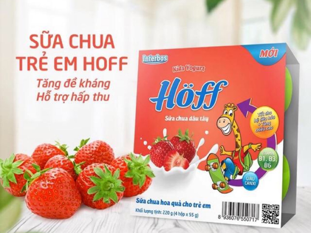 Thùng 48 hộp sữa chua dâu tây Hoff 55g