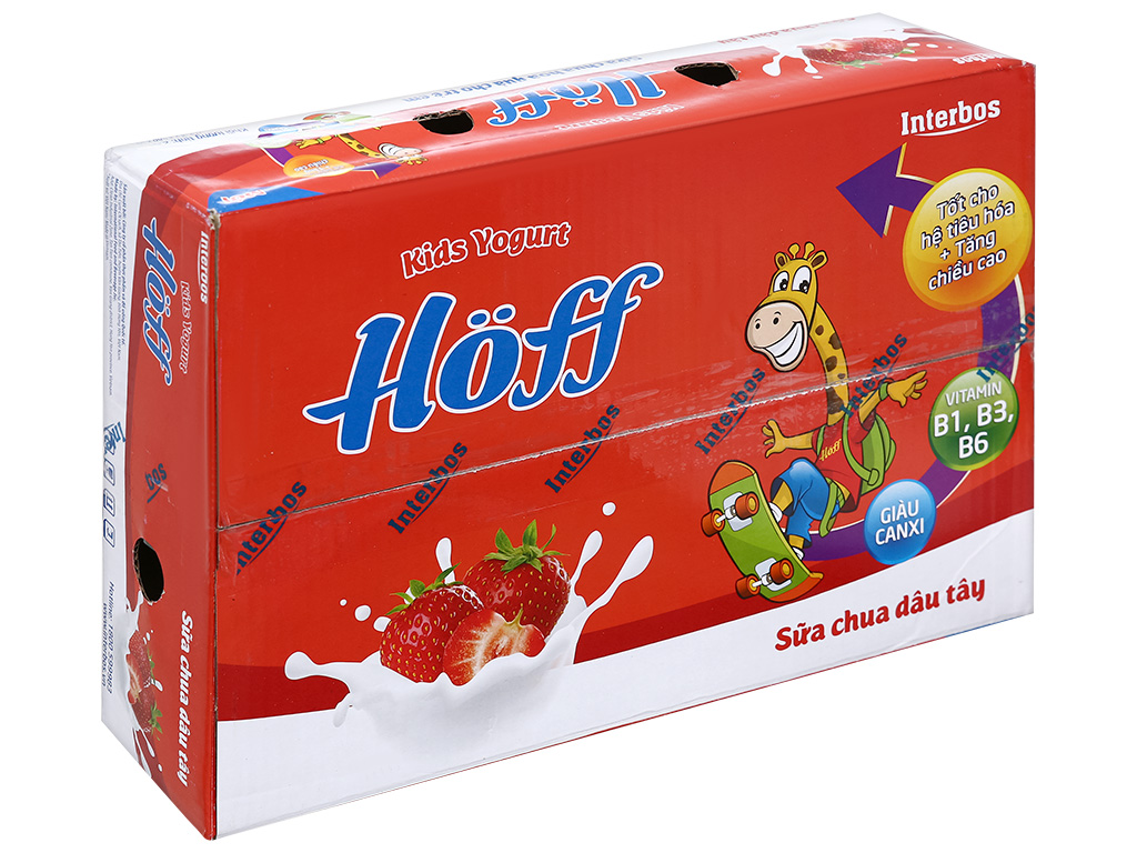 Thùng 48 hộp sữa chua dâu tây Hoff 55g