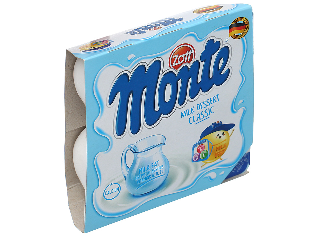 Lốc 4 hộp váng sữa classic Monte 55g